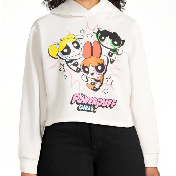 Tops | The Powerpuff Girls Cropped Fleece Hooded Sweatshirt Nwt Size ...